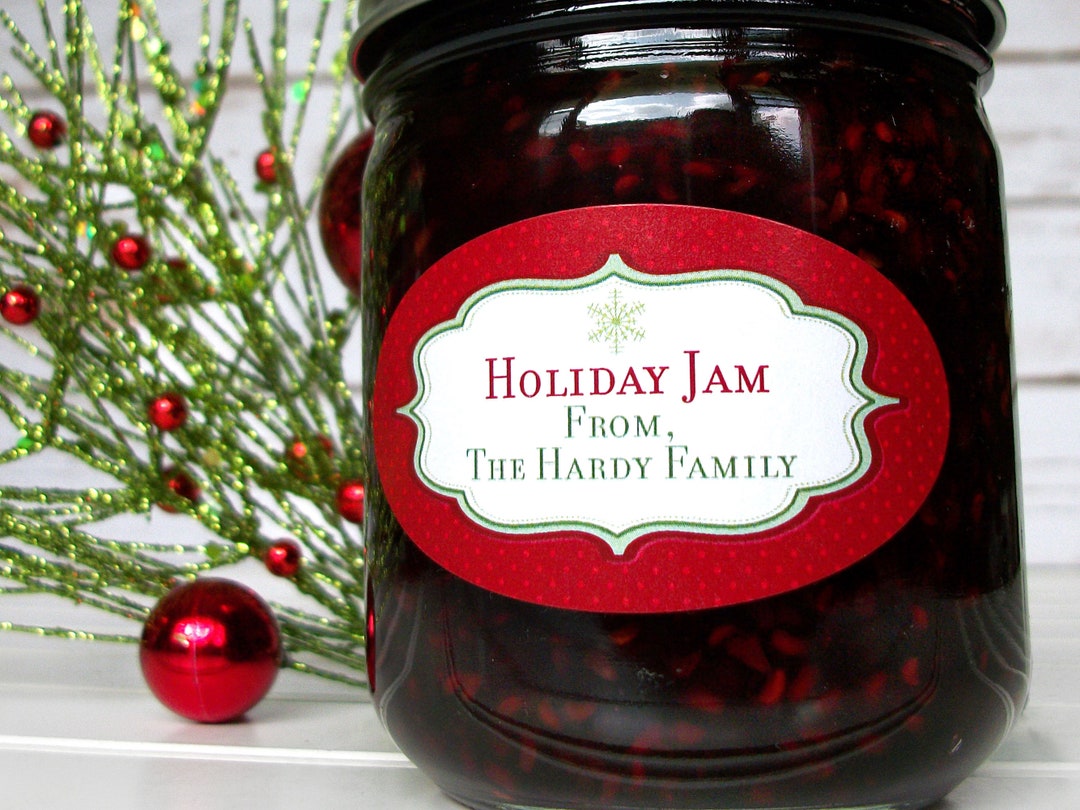 Custom Red Oval Christmas Canning Labels, Customized Jam & Jelly ...