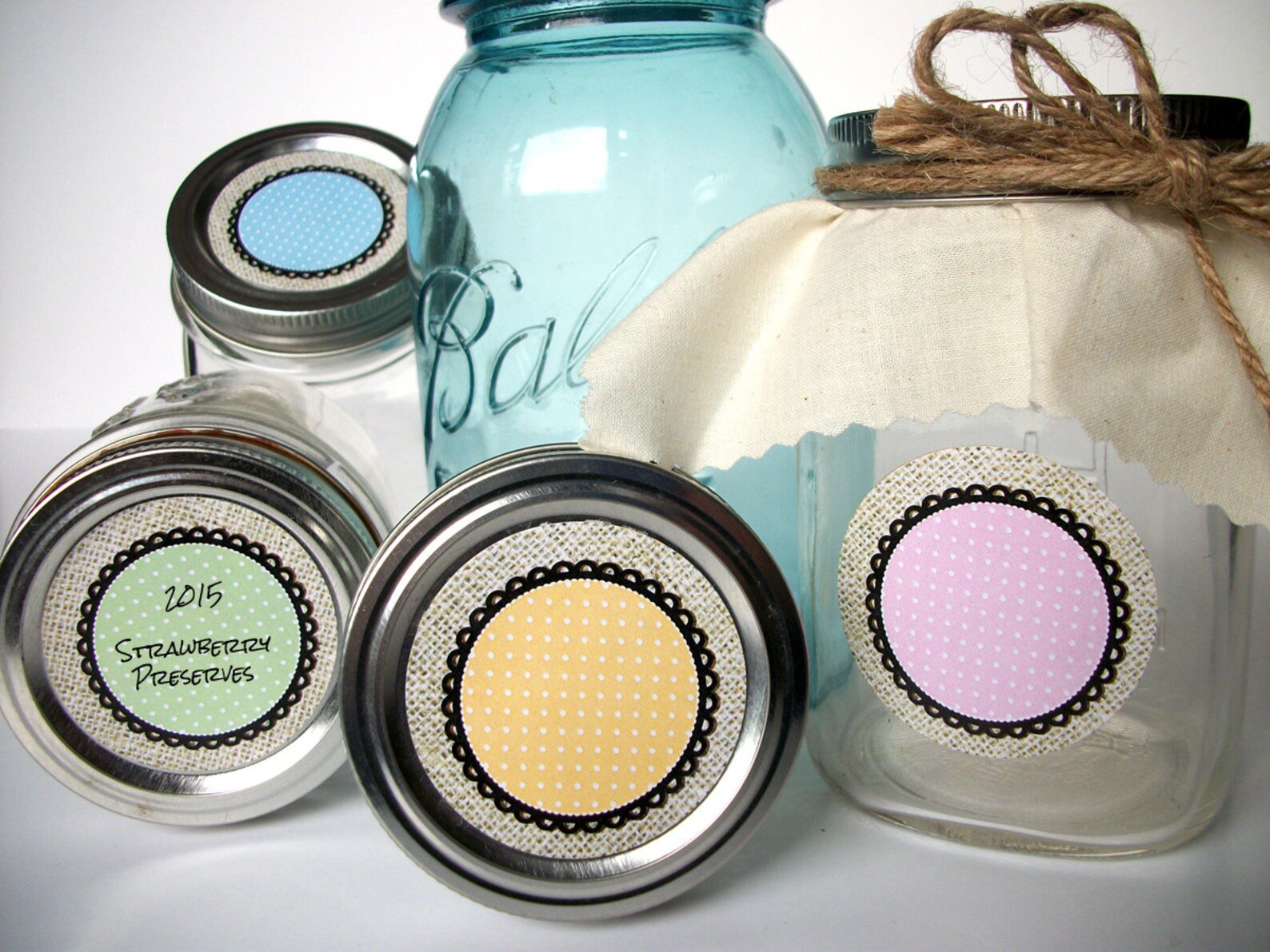 Cottage Chic Burlap Canning Jar Labels Round Mason Jar Labels - Etsy