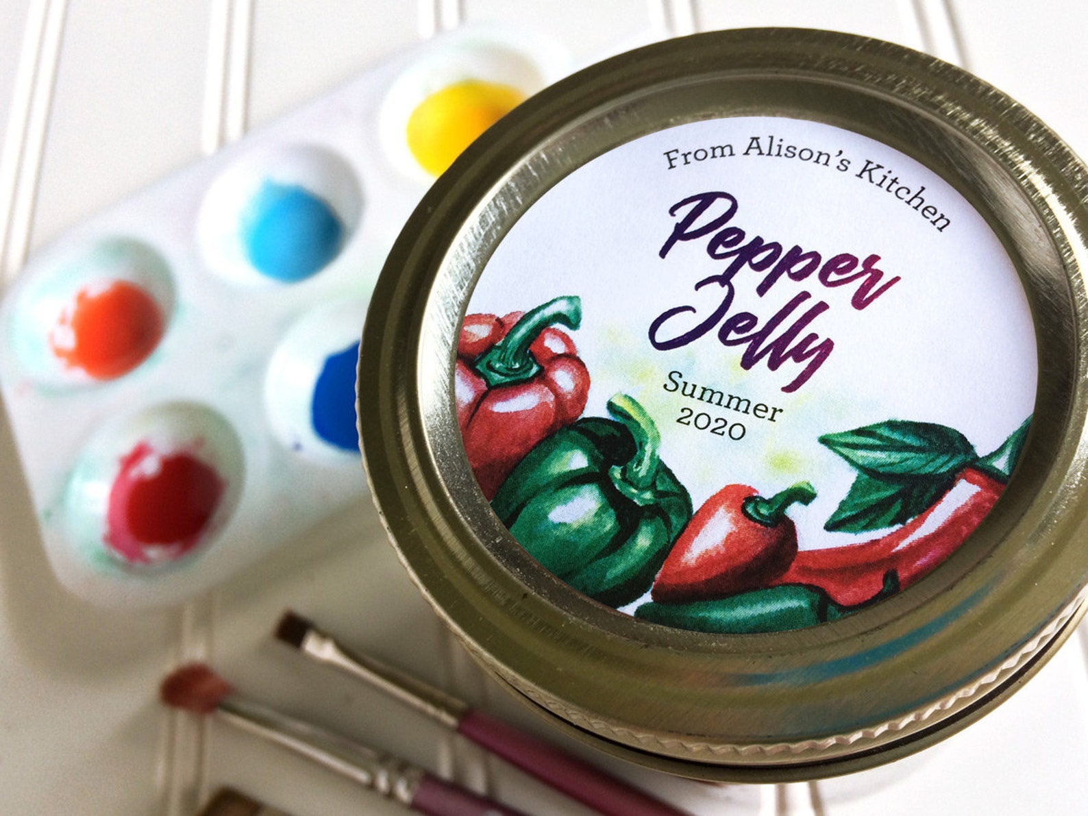 Custom Watercolor Pepper Canning Labels Round Printed Mason - Etsy