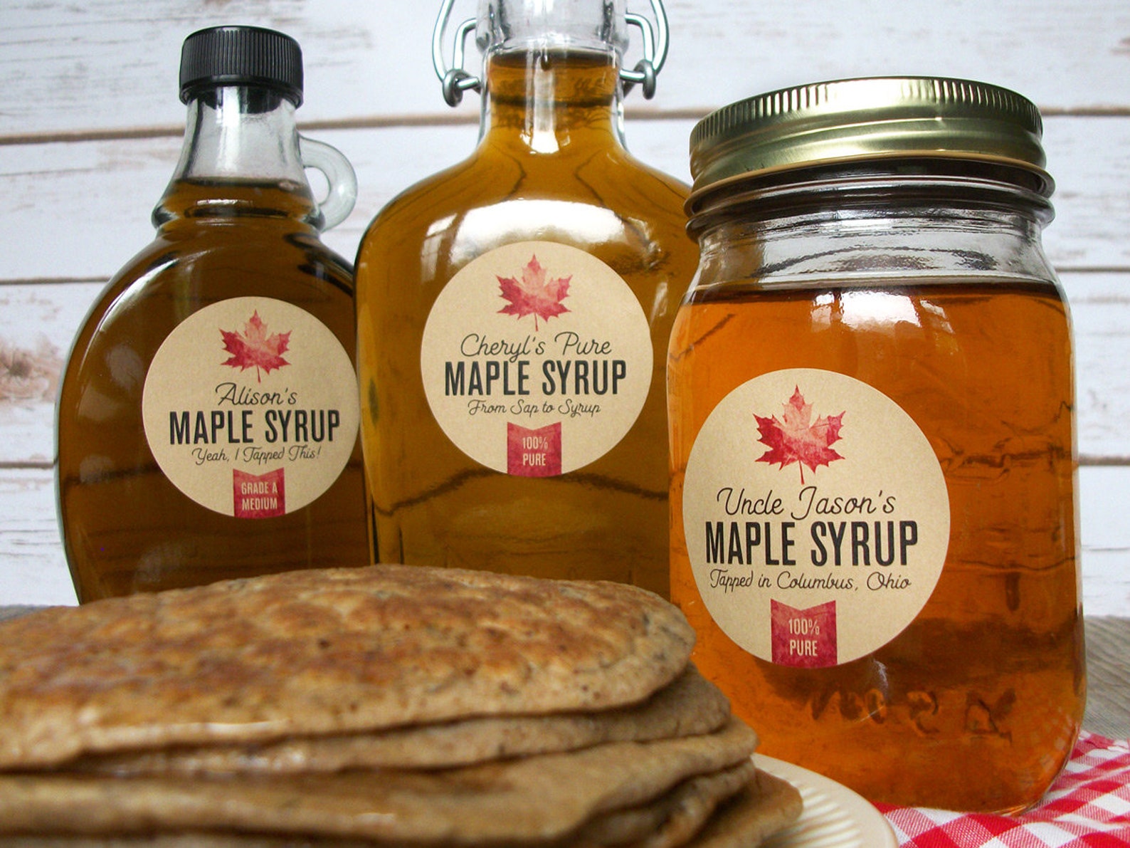 Custom Kraft Maple Syrup Leaf Labels Custom Maple Syrup - Etsy