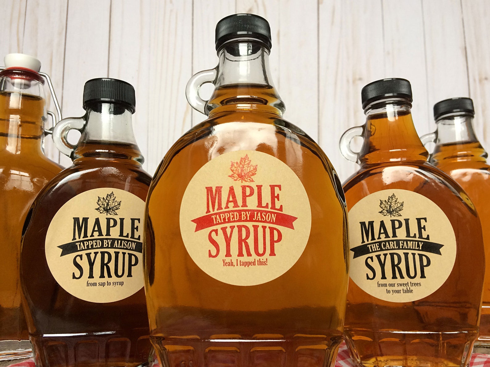 Custom Traditional Maple Syrup Bottle Labels, Customized Round Kraft ...