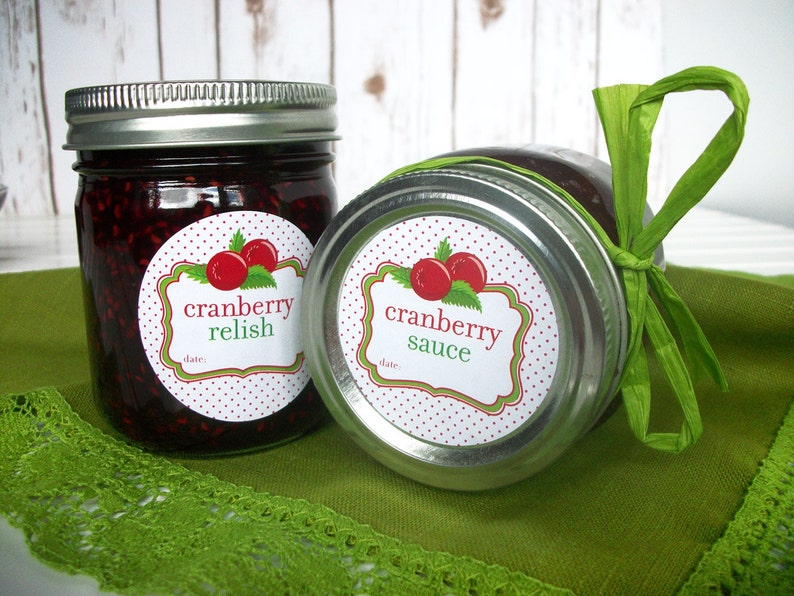 Cranberry Relish Sauce Canning Labels Round Mason Jar Labels | Etsy