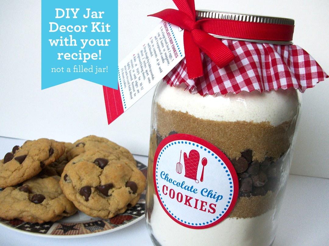 Custom Mason Cookie Jar Kit With YOUR Recipe! Includes Ribbon, Cloth ...