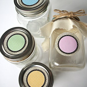 Cottage Chic Burlap Canning Jar Labels, Round Mason Jar Labels for ...