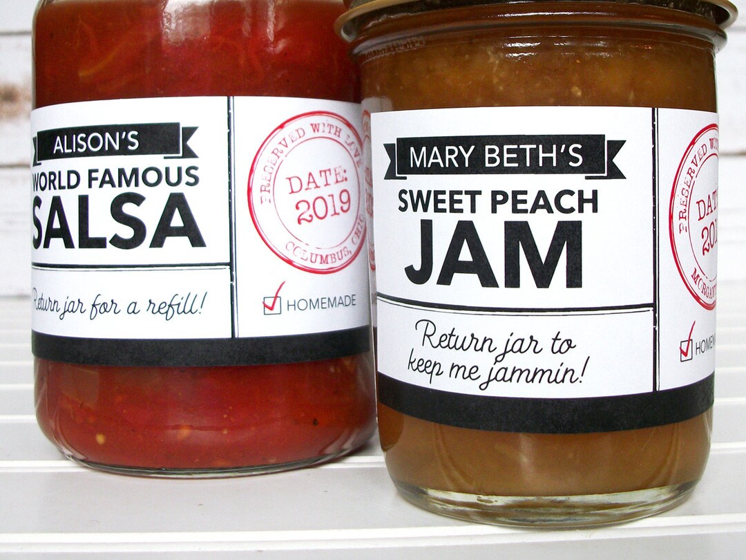 Custom Modern Black & White Rectangle Canning Jar Labels, Printed ...