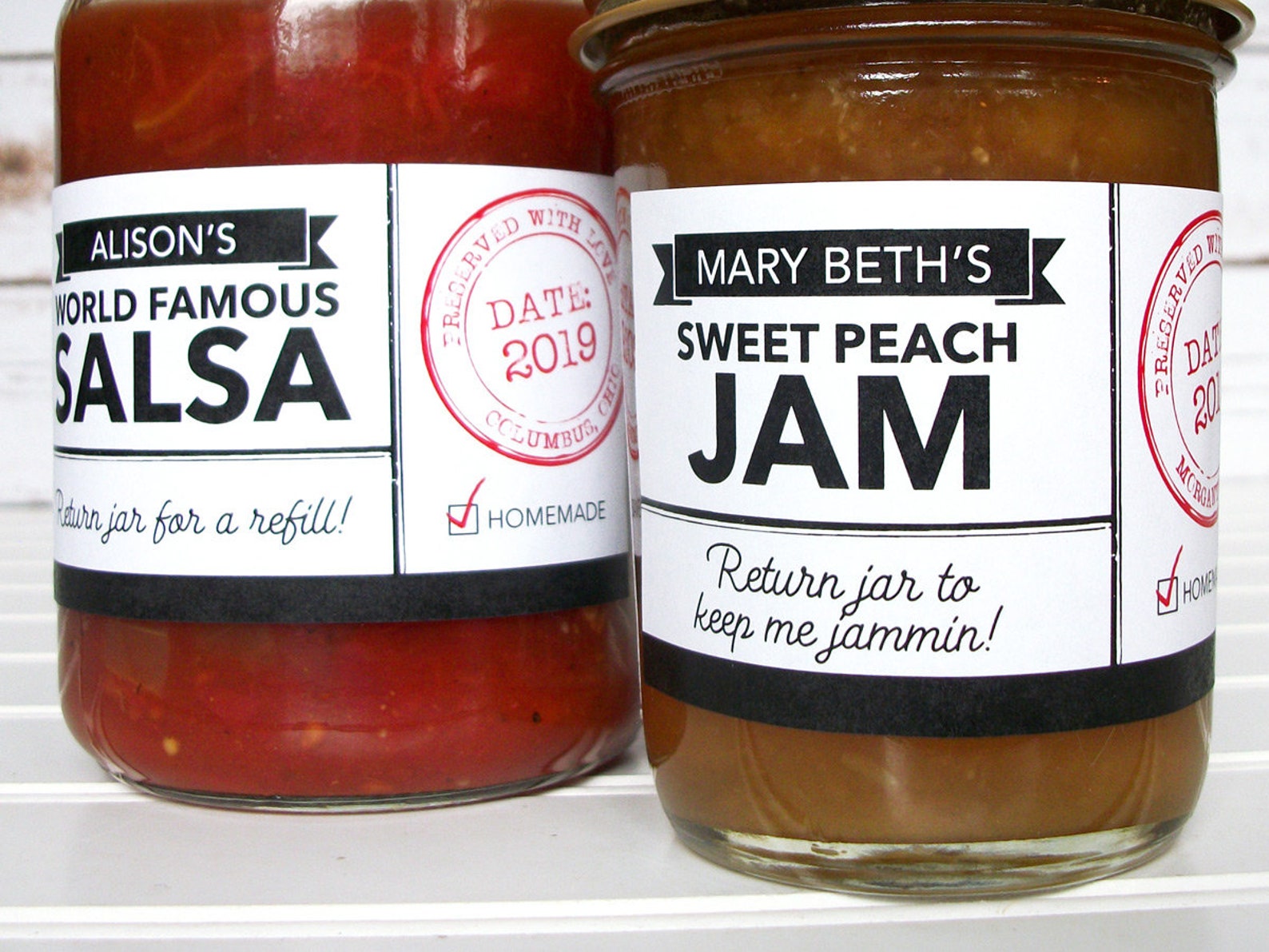 Custom Modern Black & White Rectangle Canning Jar Labels - Etsy