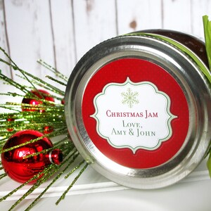 Custom Red Christmas Canning Labels, Round Holiday Mason Jar Stickers ...