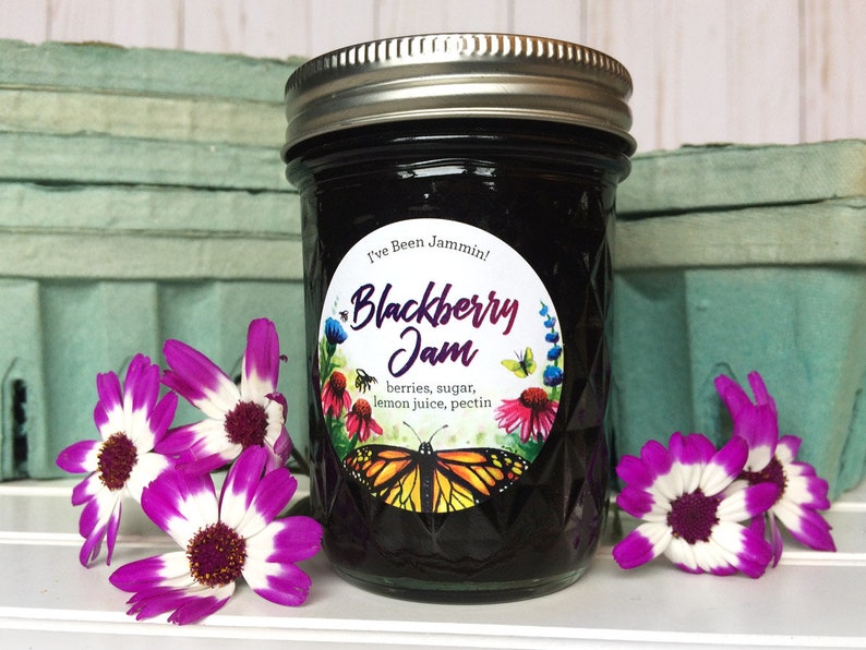 CUSTOM Watercolor Butterfly Flower Canning Jar Labels Printed | Etsy