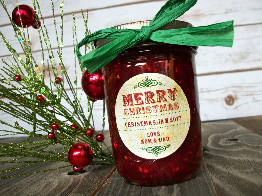 Custom Vintage Merry Christmas Labels, Personalized Holiday Jam & Jelly ...