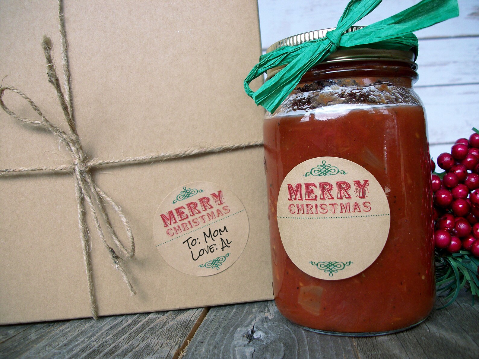 Kraft Blank Christmas Canning Jar Labels, Round Printed Retro Holiday ...