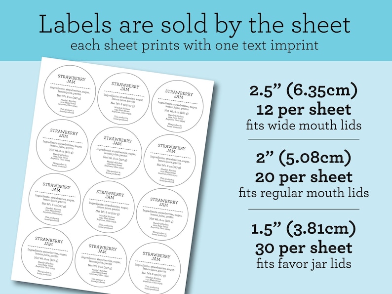 Custom Round Ingredient Labels, Printed Black & White Stickers for Food ...