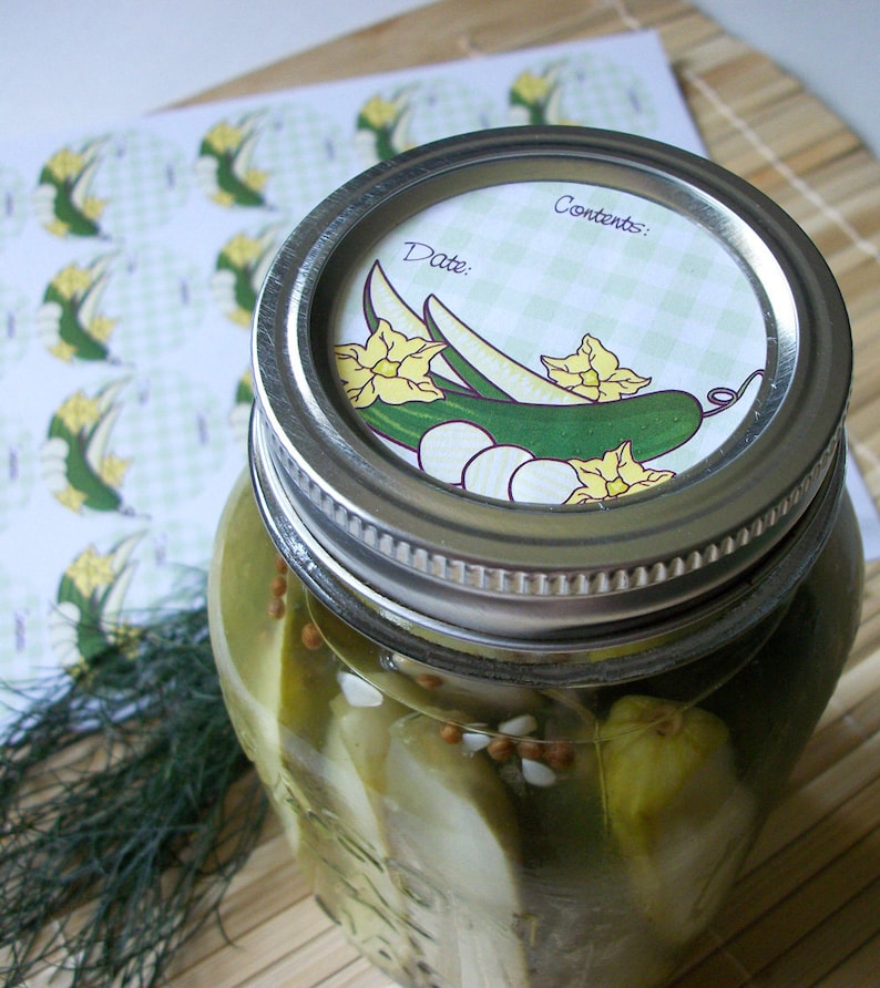 Pickle Canning Jar Labels Round Mason Jar Stickers for Food - Etsy