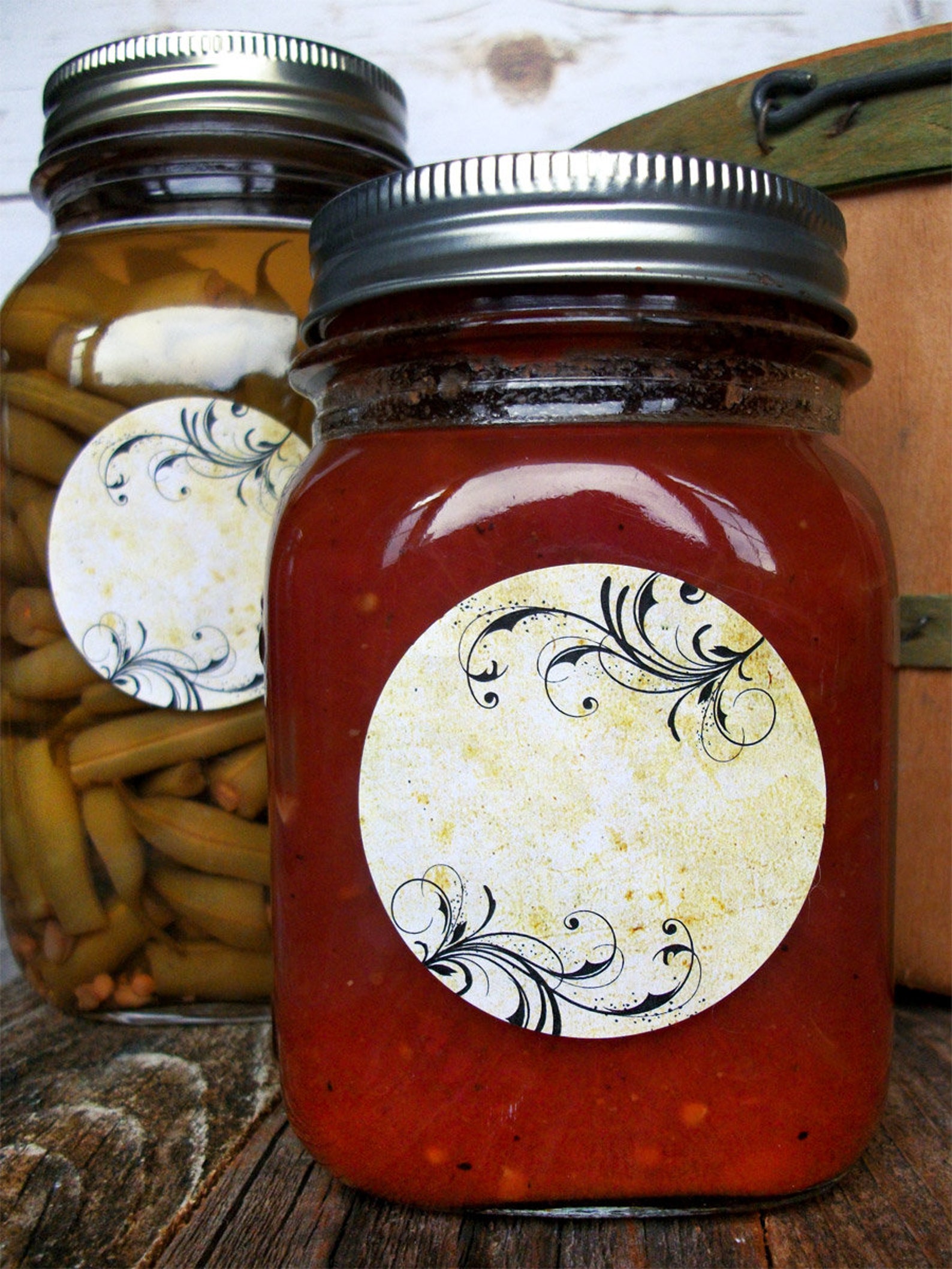 Vintage Whimsical Canning Jar Labels, Round Mason Jar Stickers for ...