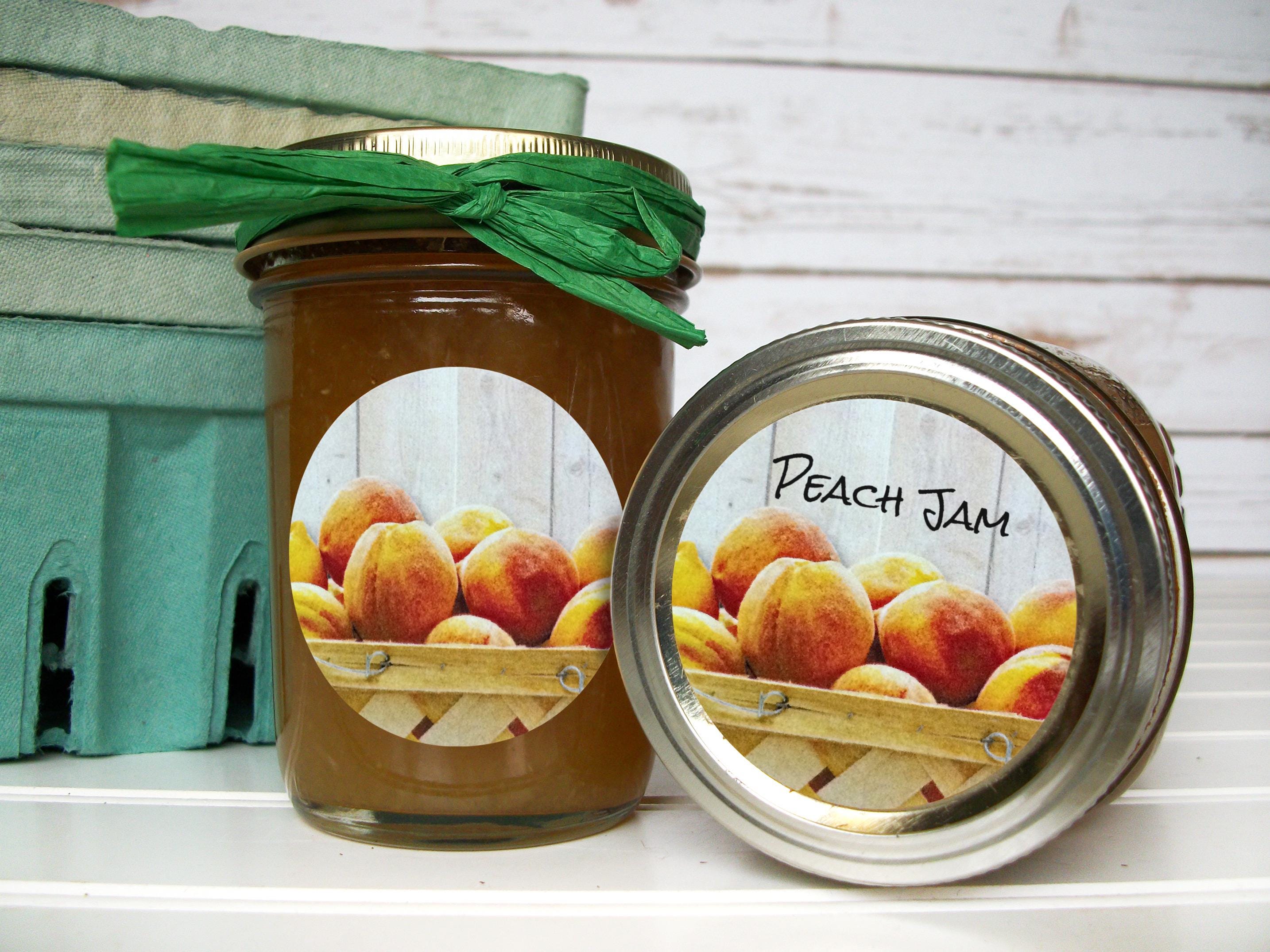 Market Fresh Peach Canning Jar Labels, Round Rustic Fruit Mason Jar ...