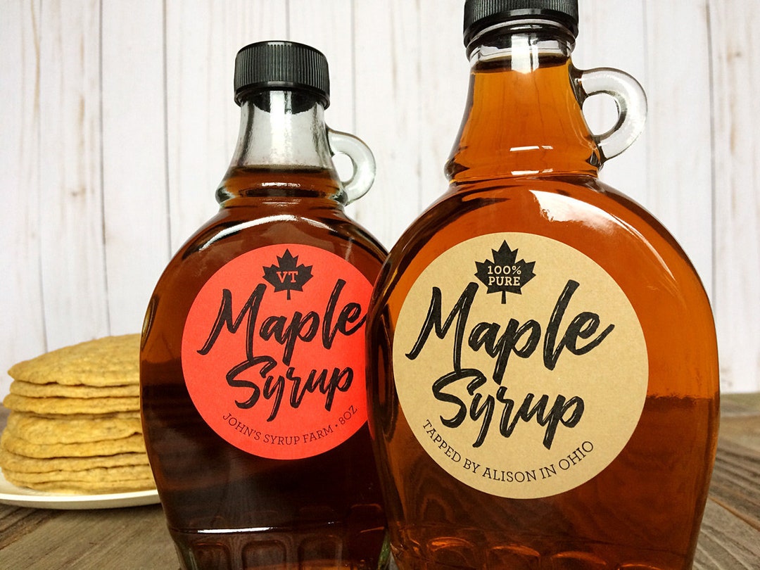 Custom Robust Maple Syrup Bottle Labels, Customized & Printed Round Red ...