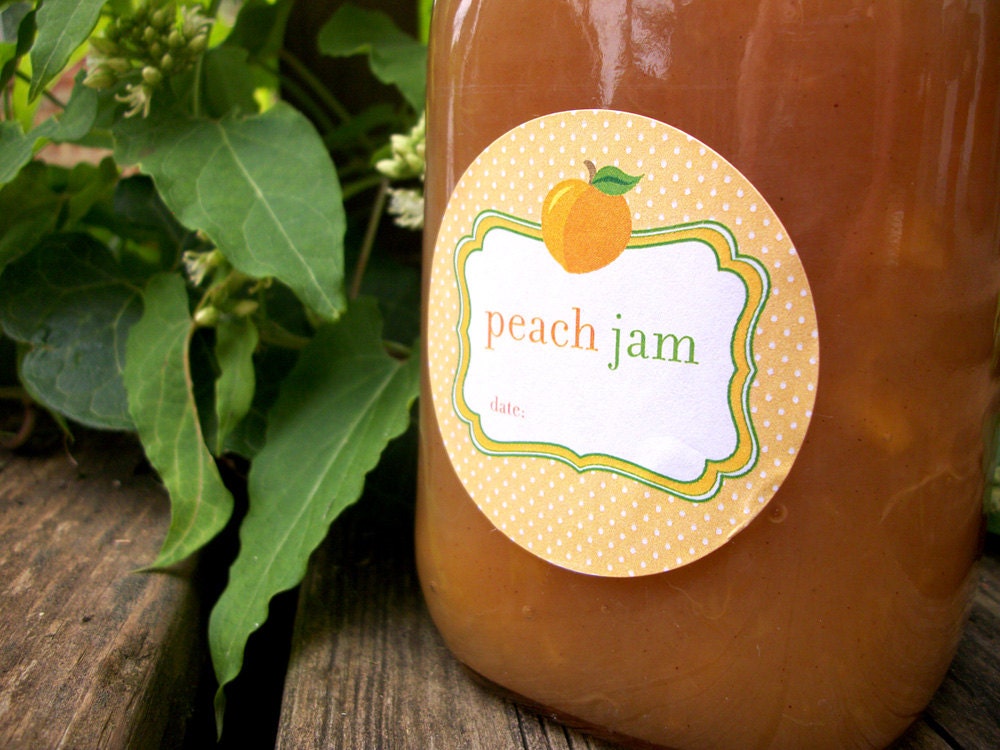 Cute Peach Jam Canning Jar Labels Round Stickers for Regular - Etsy