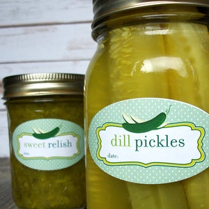 Oval Cute Kosher Dill, Sweet, Bread & Butter Pickle, Relish Canning Jar ...