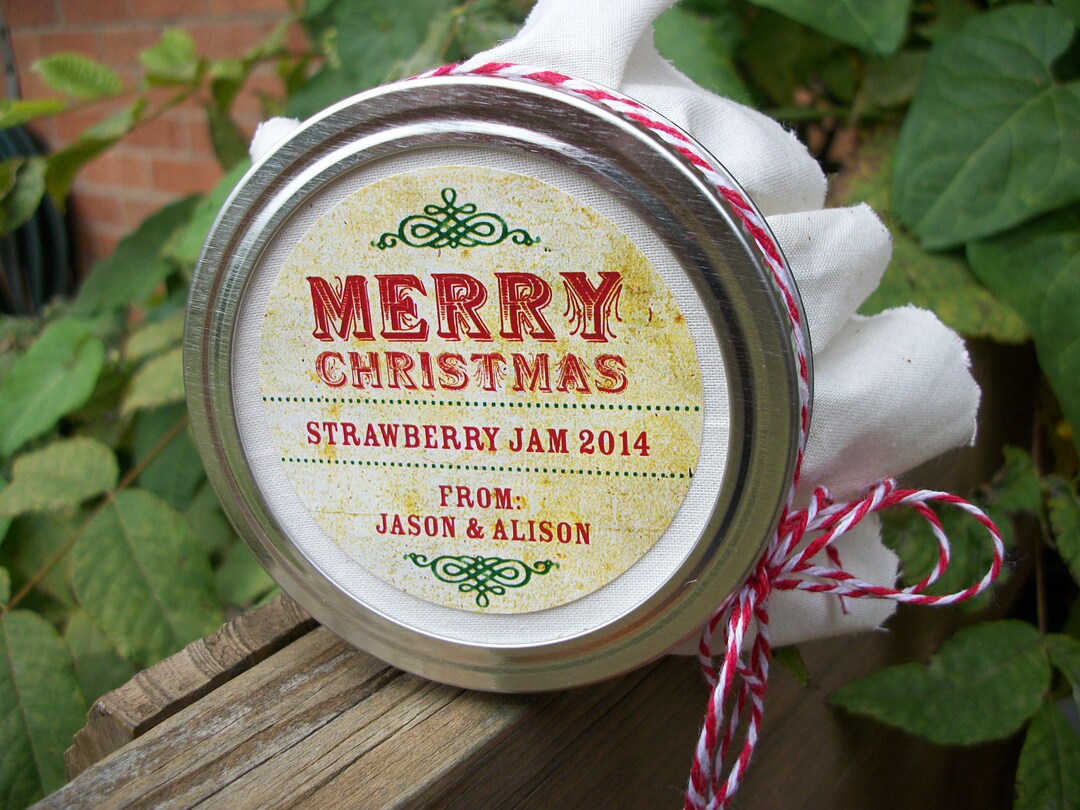 Custom Vintage Christmas Labels, Personalized Canning Jar Labels, Merry ...