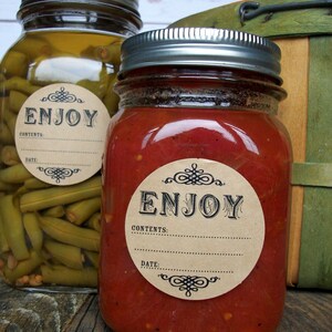 Enjoy Kraft Paper Canning Jar Labels, Round Mason Jar Stickers for ...