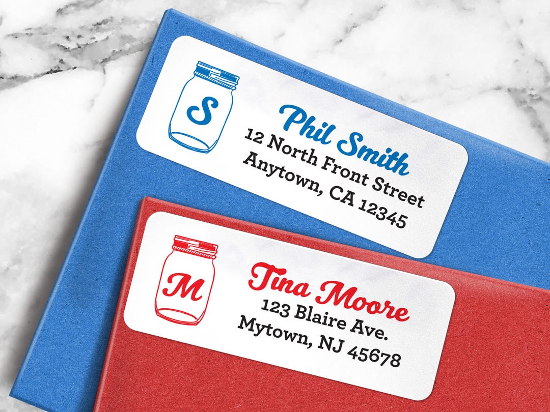 Mason Jar Return Address Labels, 30 Customized Monogram Return Address ...
