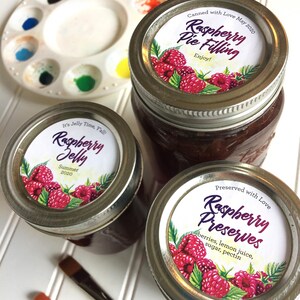 Custom Watercolor Raspberry Canning Labels, Printed Round Mason Jar ...