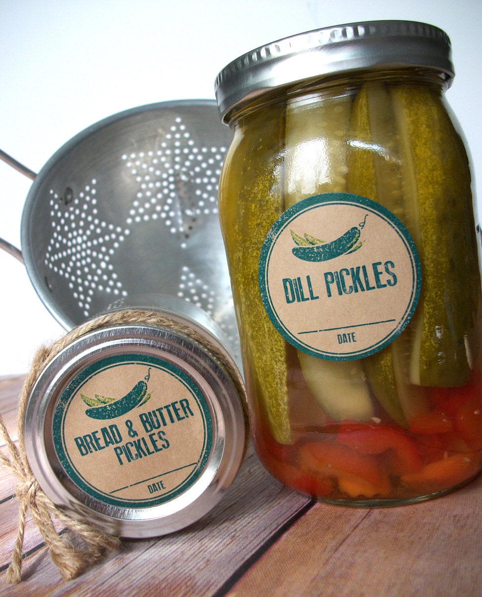 Rubber Stamp Pickle Kraft Paper Canning Jar Labels Dill - Etsy