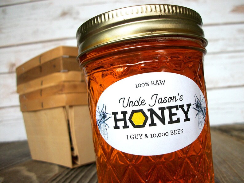 Custom Honeycomb Oval Honey Labels for Quilted Mason Jars - Etsy