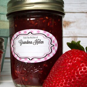 Custom Gingham Oval Kitchen Labels, Jam Jelly Jar Labels for Canning ...