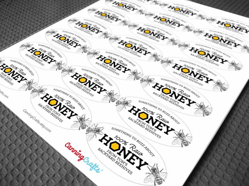 Custom Honeycomb Oval Honey Labels for Quilted Mason Jars - Etsy