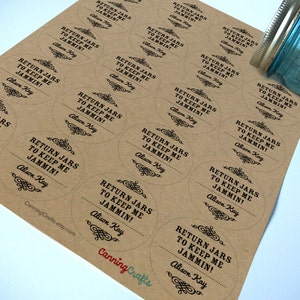 Return Jar to Keep Me Jammin Custom Kraft Paper Canning Jar Labels ...