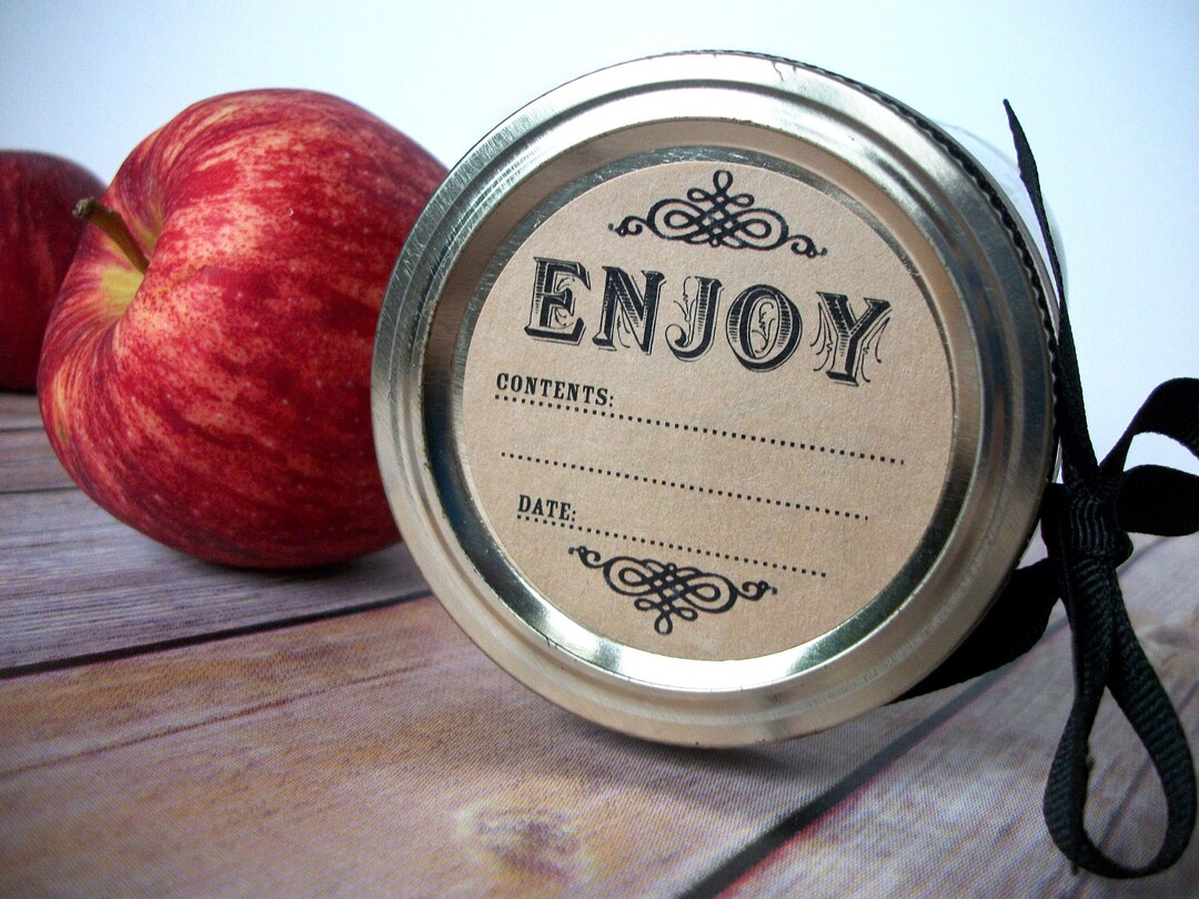 Enjoy Kraft Paper Canning Jar Labels, Round Mason Jar Stickers for ...