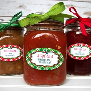 Custom Oval Plaid Christmas Canning Labels, Customized Red & Green ...