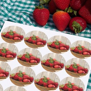 Market Fresh Strawberry Canning Labels, Round Mason Jar Stickers, Jam ...