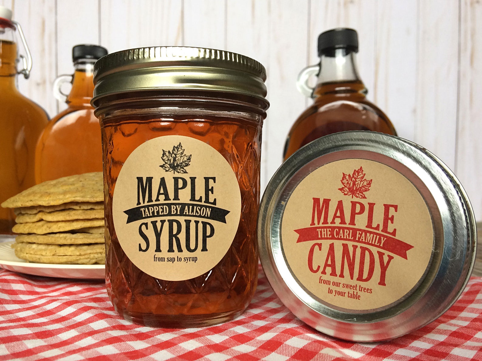 Custom Traditional Maple Syrup Bottle Labels, Customized Round Kraft ...