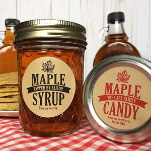 Custom Traditional Maple Syrup Bottle Labels, Customized Round Kraft ...