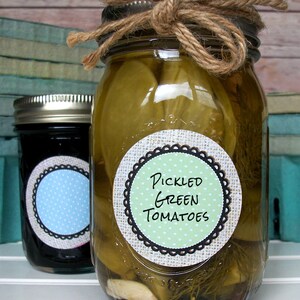 Cottage Chic Burlap Canning Jar Labels, Round Mason Jar Labels for ...