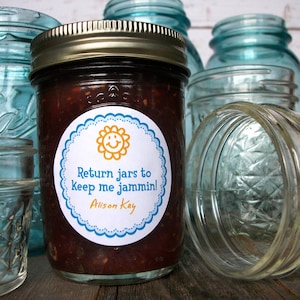 Return Jars to Keep Me Jammin, Funny Custom Round Mason Jar Stickers ...