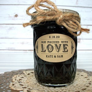 Kraft Oval Jam Packed With Love Jam Jar Labels, Custom Wedding Favor ...