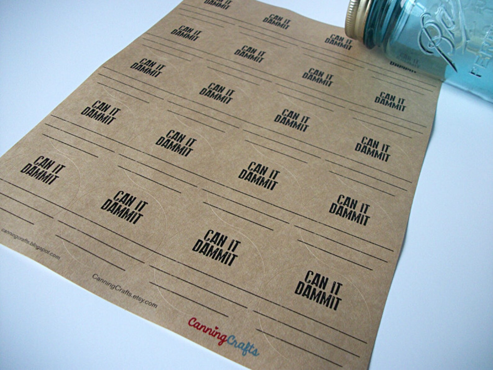 Can It Dammit KRAFT Paper Canning Labels Funny Round Mason - Etsy