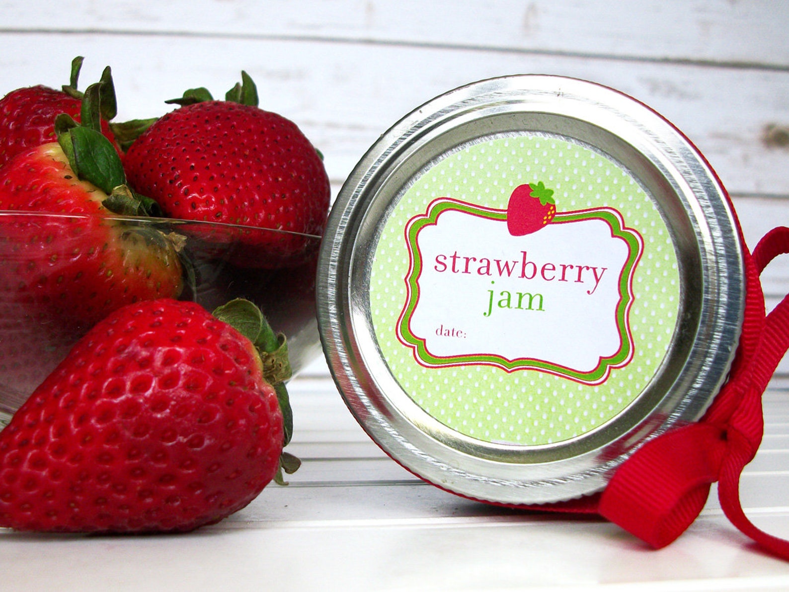Cute Strawberry Jam Canning Jar Labels Round Canning Labels | Etsy UK