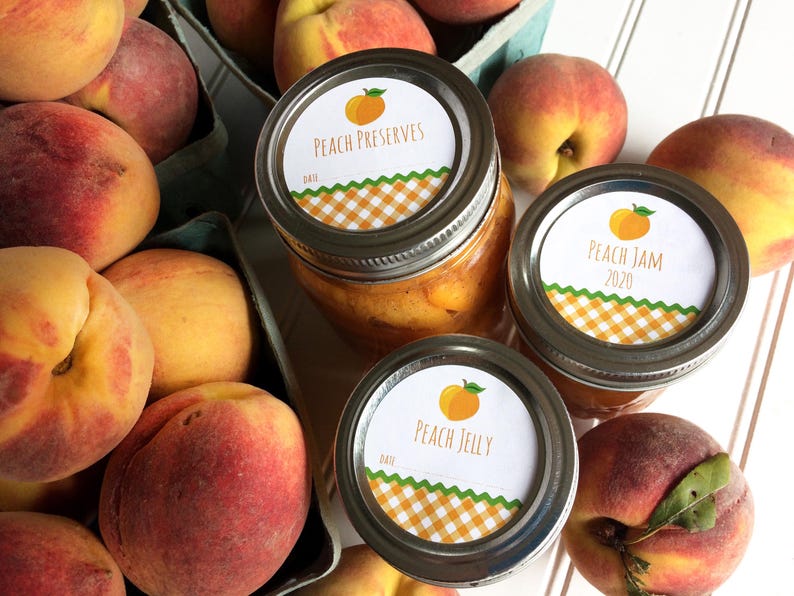 gingham-peach-canning-jar-labels-printed-round-mason-jar-stickers-for