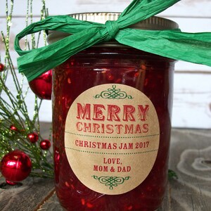 Custom KRAFT Merry Christmas Canning Jar Labels, Round Holiday Gift ...