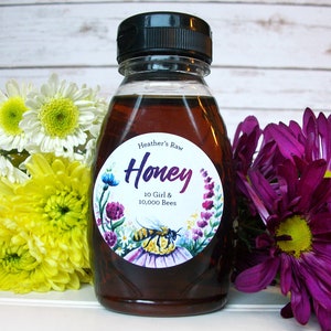 Custom Watercolor Wildflower Honey Labels, Whimsical Customized Honey ...