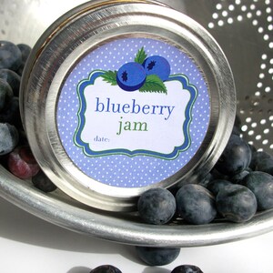 Blueberry Jam Canning Jar Labels, Round Berry Fruit Mason Jar Stickers ...