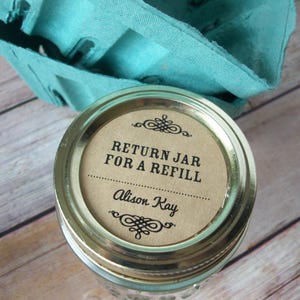 Return Jar for a Refill Custom Kraft Paper Canning Jar Labels ...