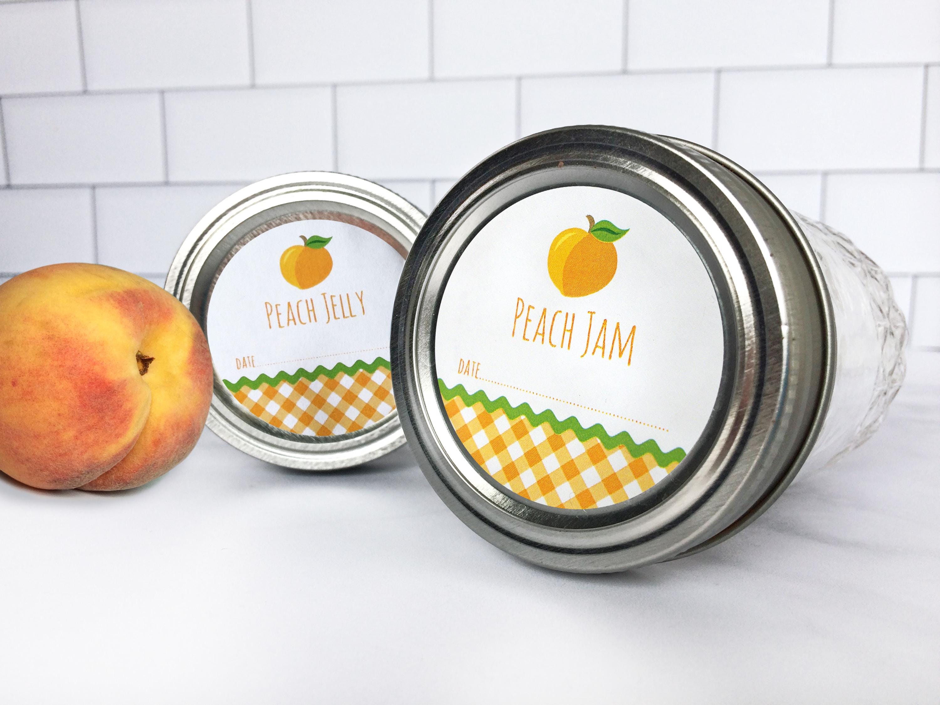 Gingham Peach Canning Jar Labels Printed Round Mason Jar Stickers For Gingham Peach Canning Jar Labels Printed Round Mason Jar Stickers For