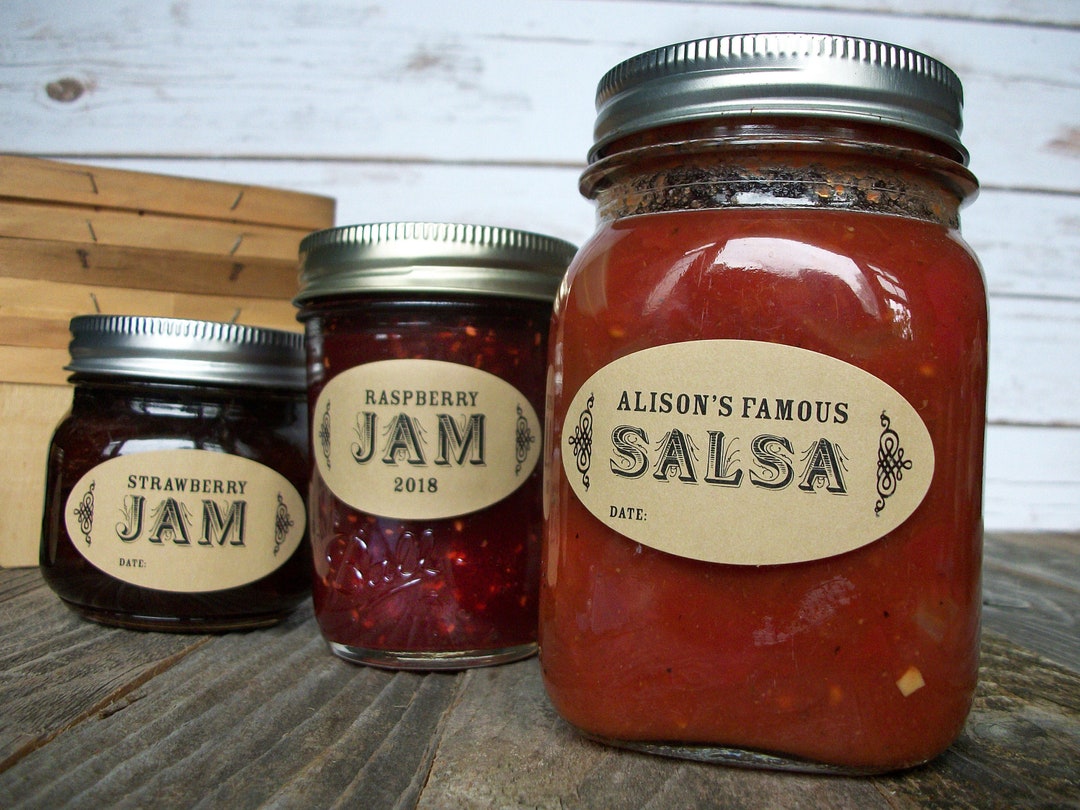 Custom Oval Kraft Paper Canning Jar Labels, Personalized Printed Jam ...