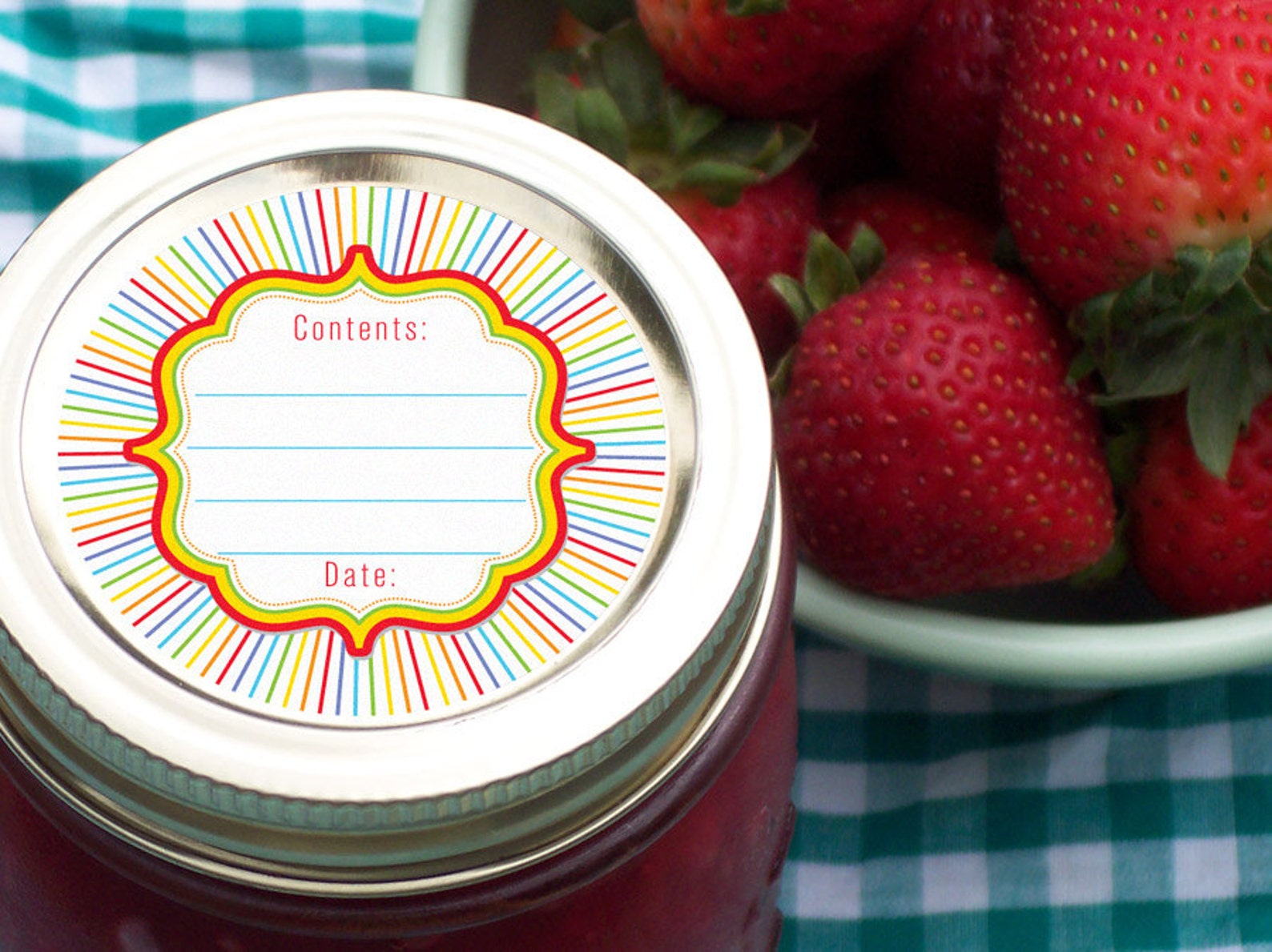 Rainbow Canning Jar Labels Round Mason Jar Labels for Fruit & | Etsy