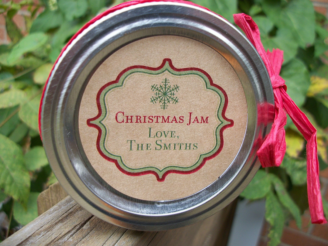 Custom Kraft Christmas Canning Jar Labels, Round Personalized Holiday ...