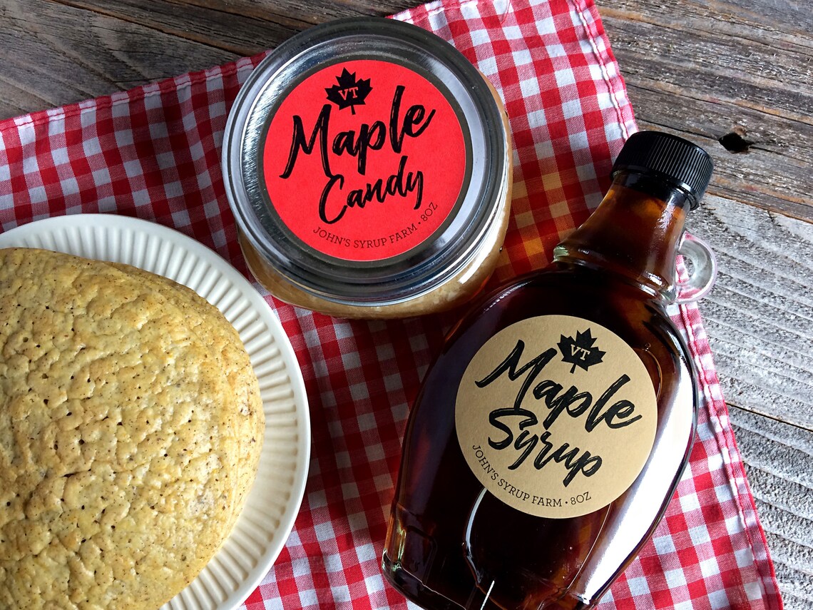 Custom Robust Maple Syrup Bottle Labels, Customized & Printed Round Red ...